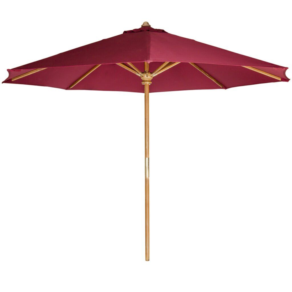 10-ft Teak Market Umbrella with Red Canopy - Backyard Canada